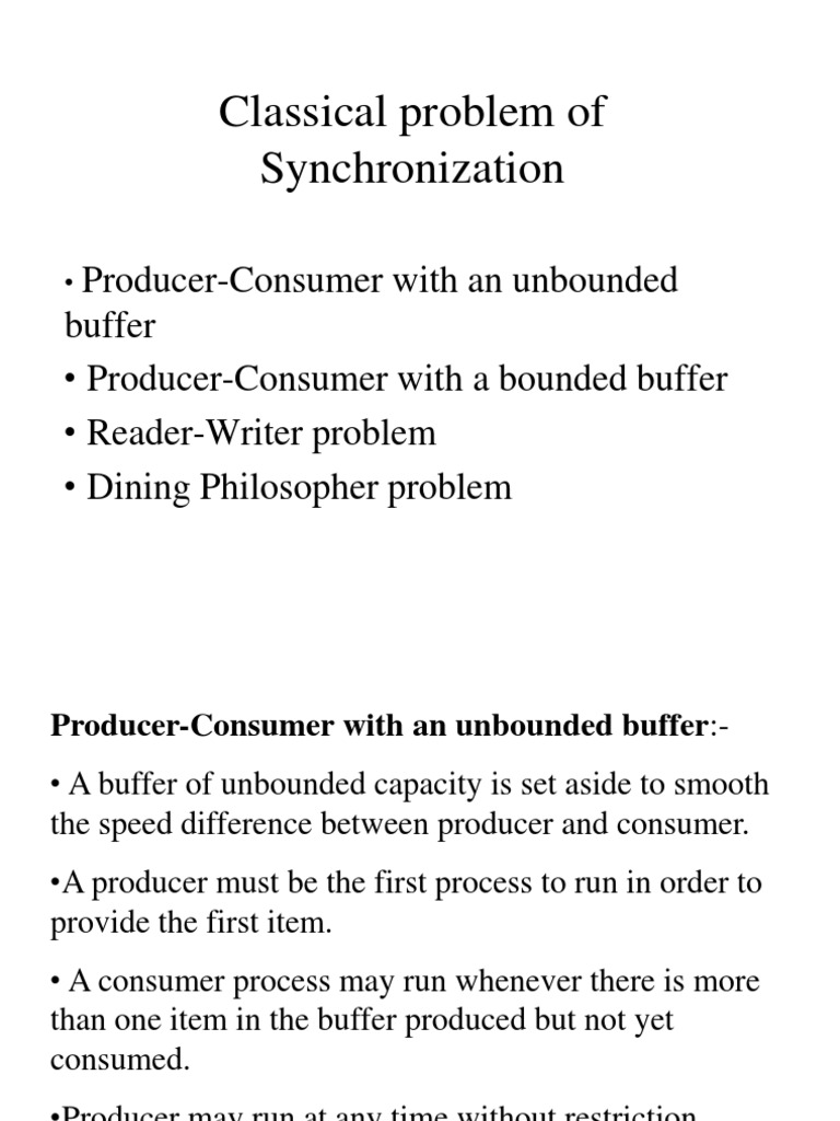 Classical Problem of Synchronization | PDF | Synchronization | Computer Programming