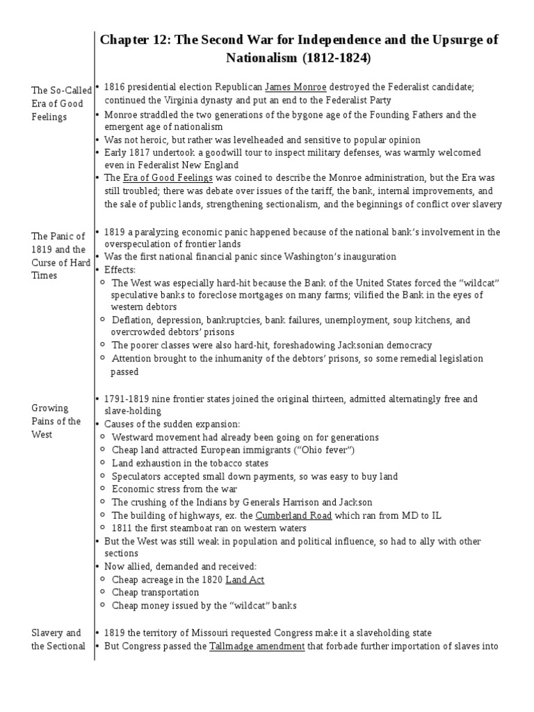 APUSH Chapter 12 Notes (From P. 242 To End) | PDF | John Marshall ...