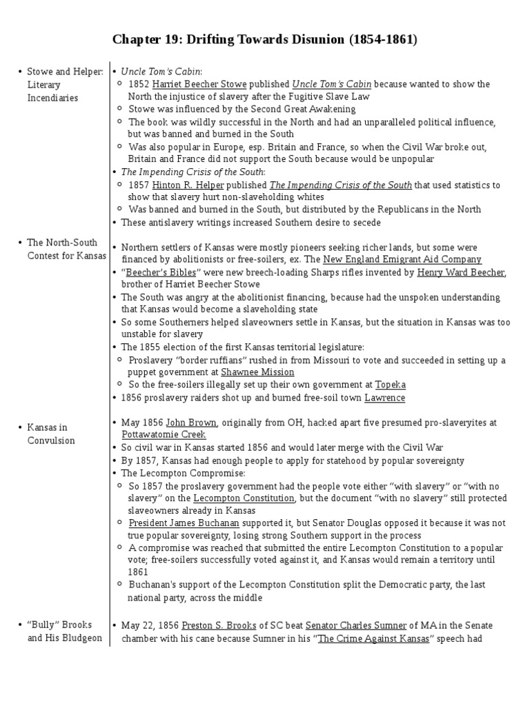 APUSH Chapter 19 Notes | PDF | Abraham Lincoln | James Buchanan