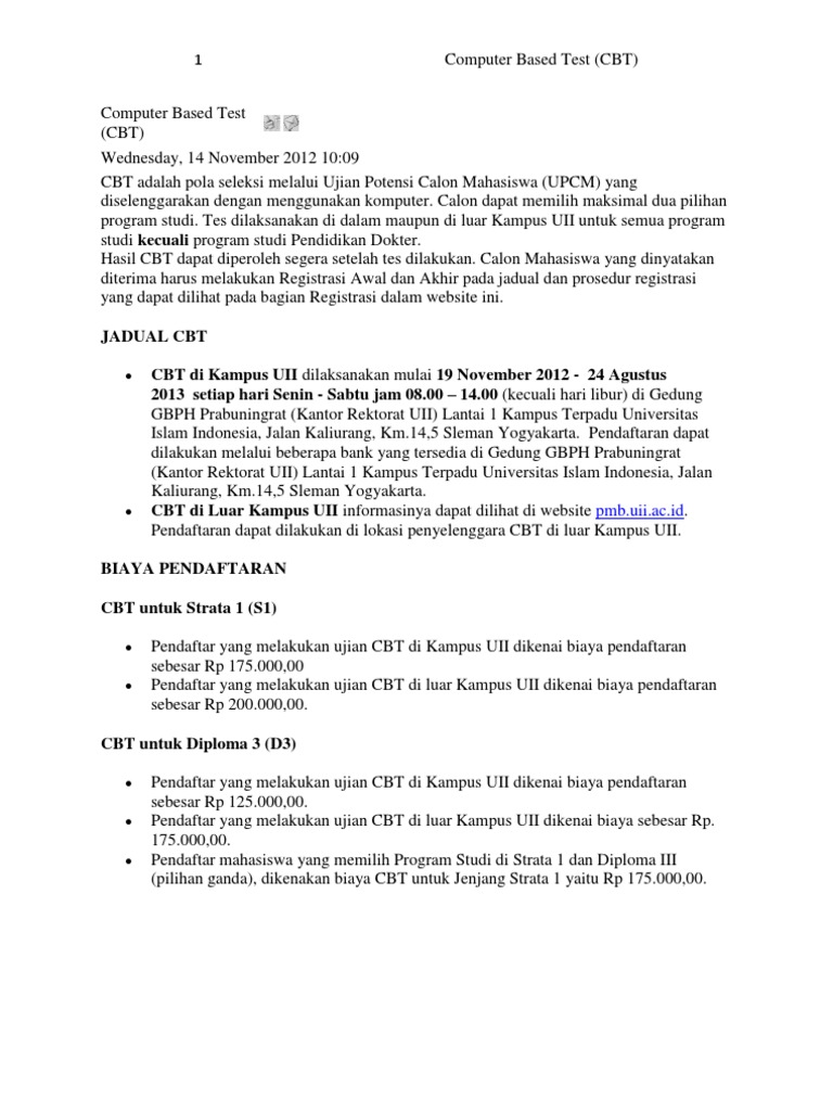 Computer Based Test UII | PDF