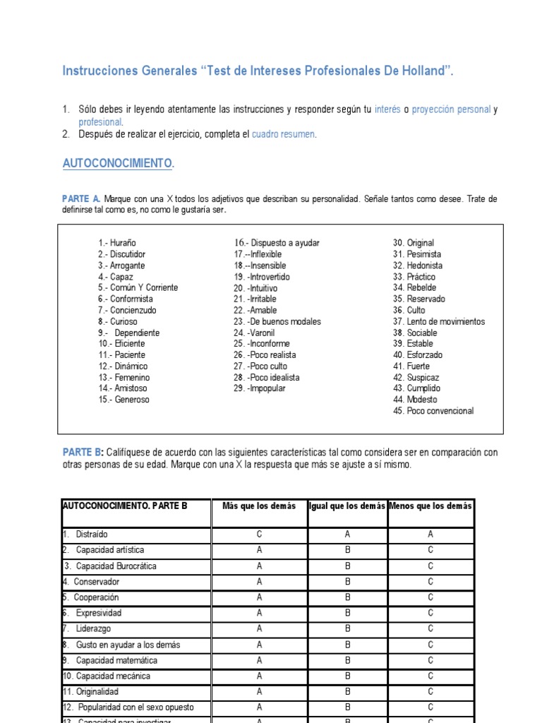 Test de Holland | PDF