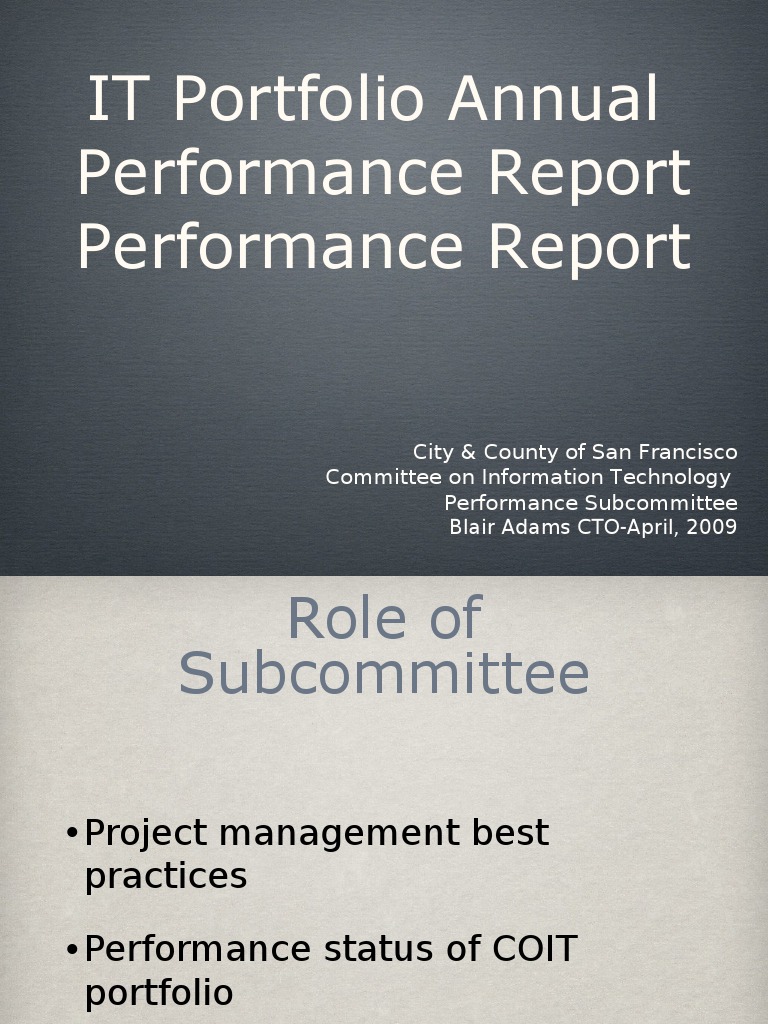 IT Portfolio Annual Performance Report Performance Report | PDF | Business
