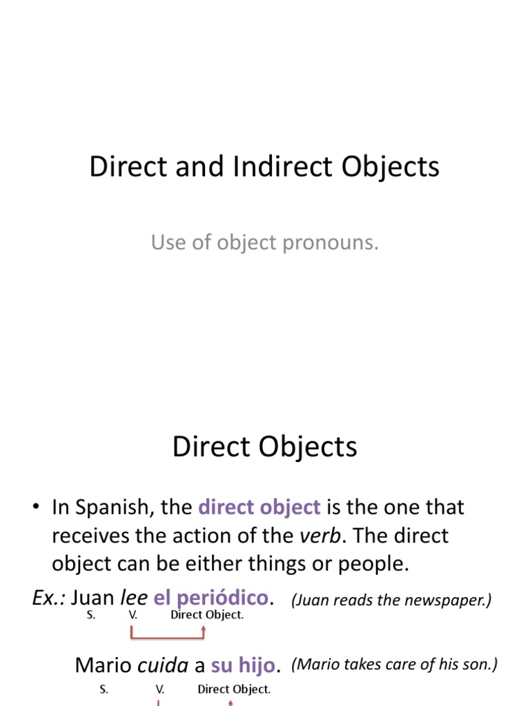 Objetos Directos e Indirectos en Español | PDF | Objeto (gramática ...