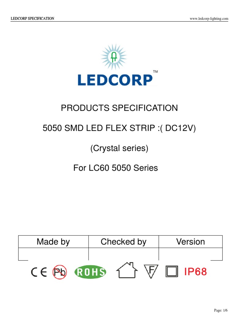 Products Specification 5050 SMD Led Flex Strip: (Dc12V) (Crystal Series ...