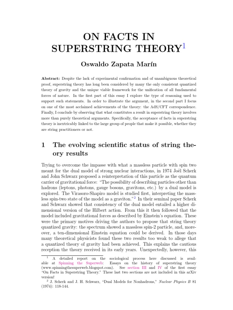 On Facts in Superstring Theory | PDF