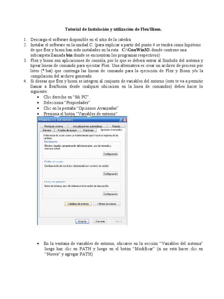 Guía Rápida: Instalar Flex/Bison | PDF | Archivo de computadora | Programa de computadora