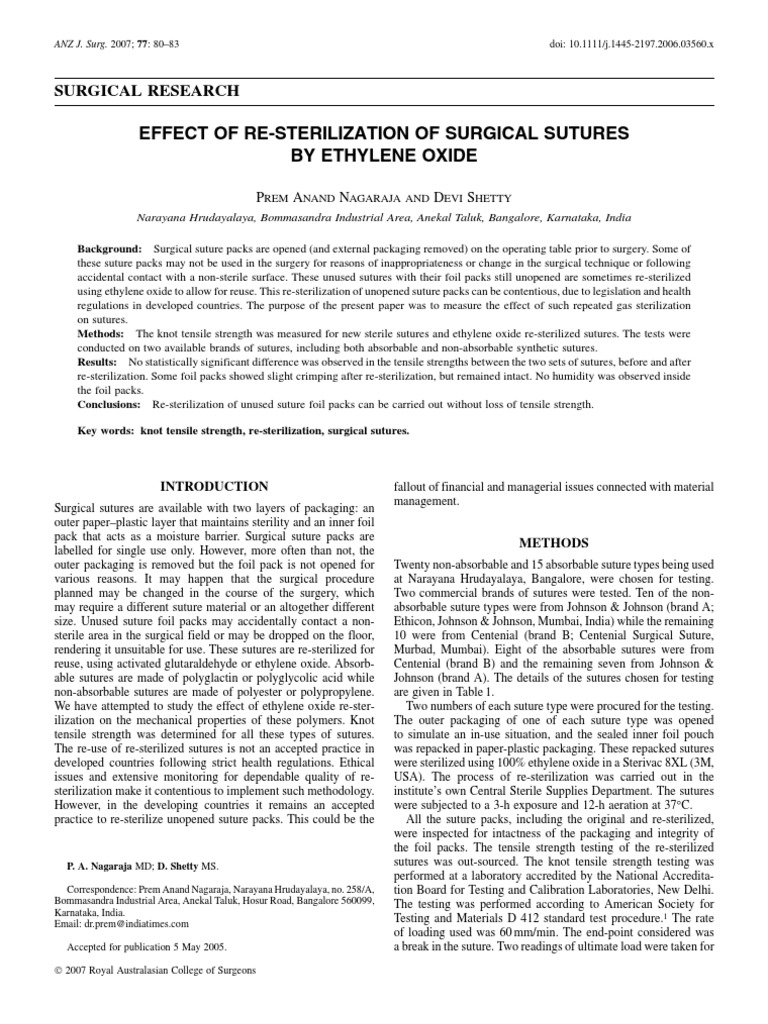 ETO Sterilization of Surgical Sutures | PDF | Surgical Suture ...