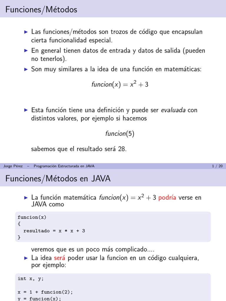 Funciones y Procedimientos en Java | PDF | Java (lenguaje de programación) | Tipo de datos