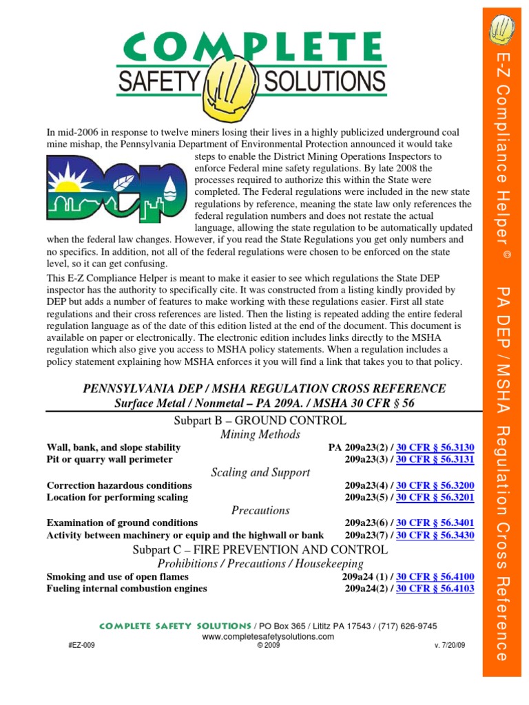 MSHA Regulation EZcompliance | PDF | Tractor | Firefighting