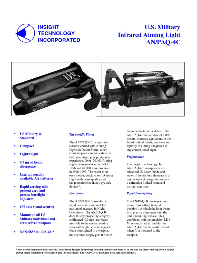 Insight Technology Incorporated an-PAQ-4C Infrared Aiming Light | PDF ...