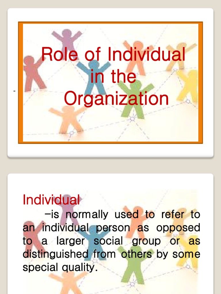 Role of Individual in The Organization | Download Free PDF ...