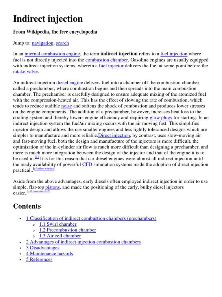 Indirect Injection | PDF | Diesel Engine | Vehicle Technology