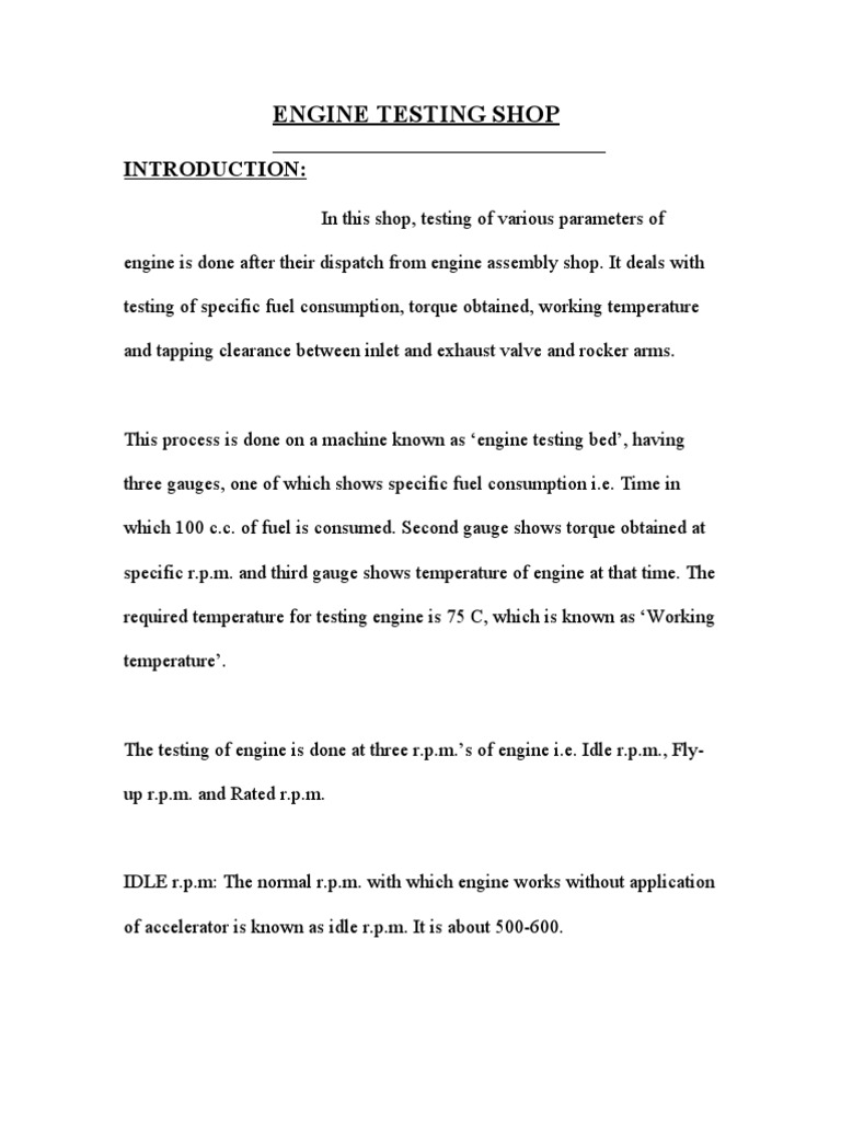 Engine Testing Shop | PDF | Engines | Throttle