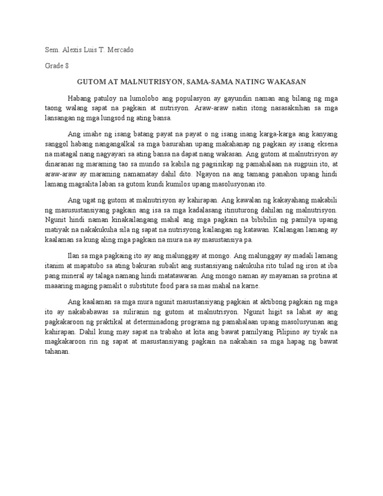 Gutom at Malnutrisyon | PDF