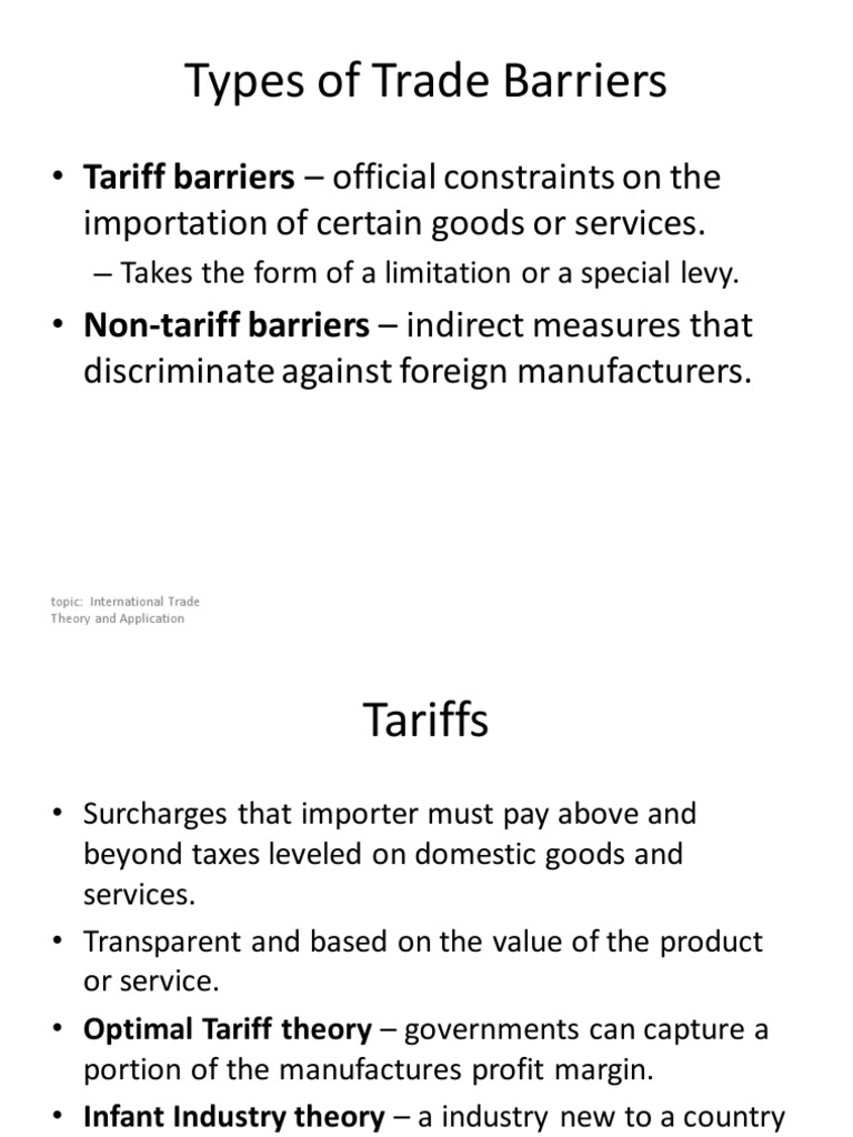 Types of Trade Barriers | PDF | Dumping (Pricing Policy) | Non Tariff ...