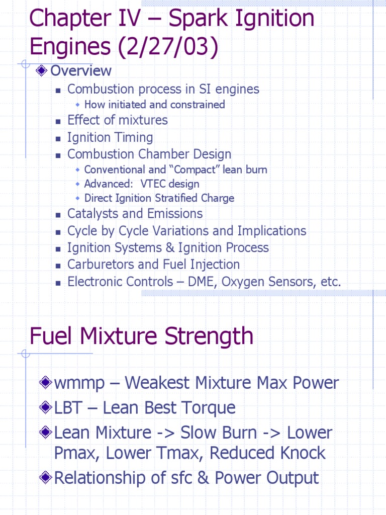 Spark Ignition Engine Design Insights | PDF | Carburetor | Ignition System