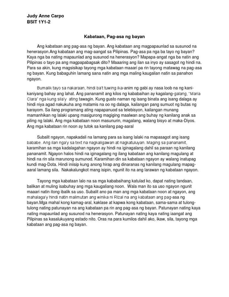 Talumpati: "Kabataan, Pag-Asa NG Bayan" | PDF