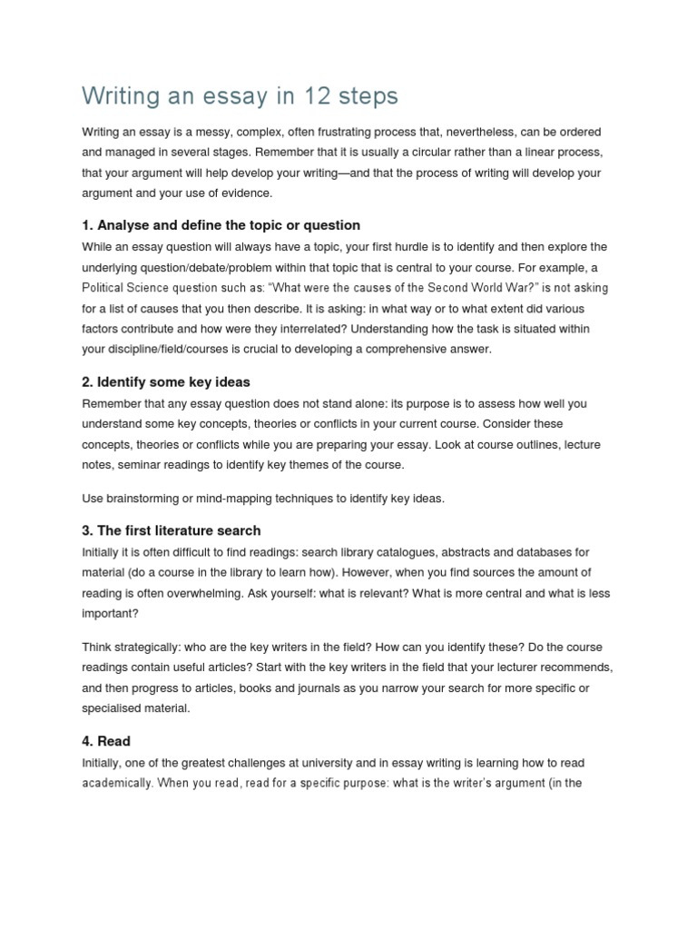 Writing An Essay in 12 Steps | PDF | Essays | Citation