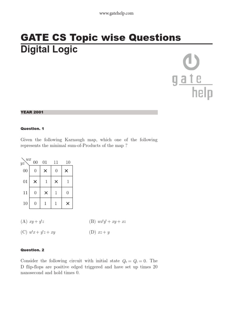 GATE - CS - Digital Logic | PDF | Logic Gate | Digital Electronics