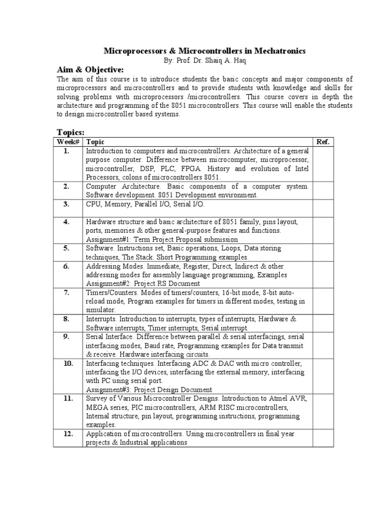 Course Outline | Download Free PDF | Microcontroller | Microprocessor