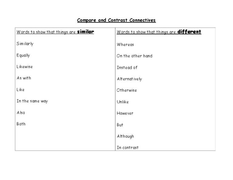 Comparing Connectives | PDF