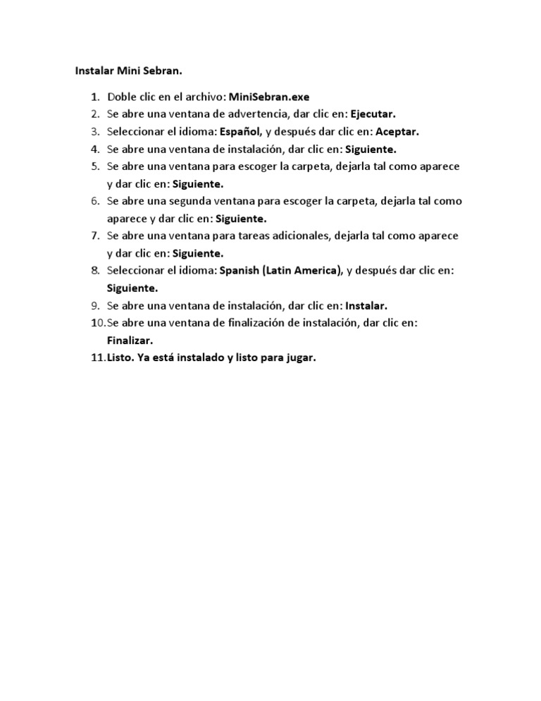Instalar MiniSebran | PDF