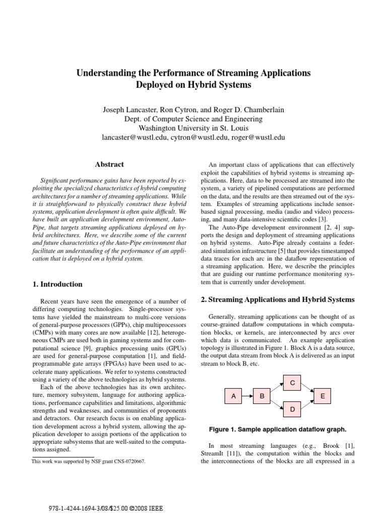 Understanding The Performance Of Streaming Applications Deployed On Hybrid Systems Pdf Multi