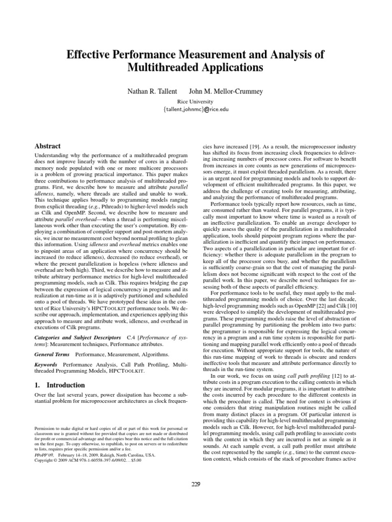 Effective Performance Measurement and Analysis of Multithreaded Applications Nathan | PDF ...