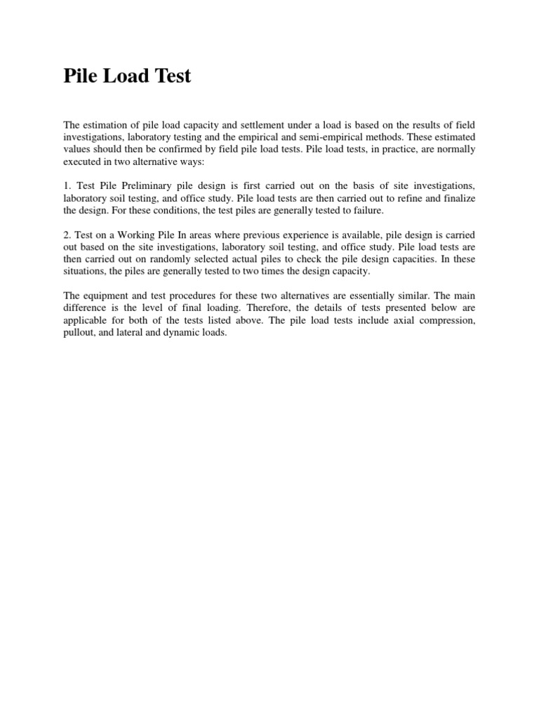 Pile Load Test | PDF | Deep Foundation | Civil Engineering