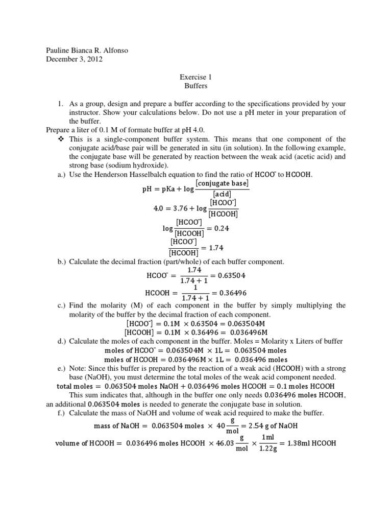 Buffer 1 Pdf Buffer Solution Acid Dissociation Constant