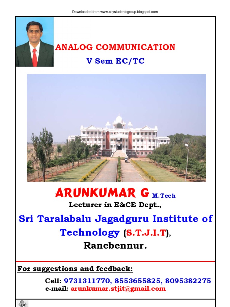 Analog Communication Notes by Arunkumar | PDF | Career & Growth | Computers