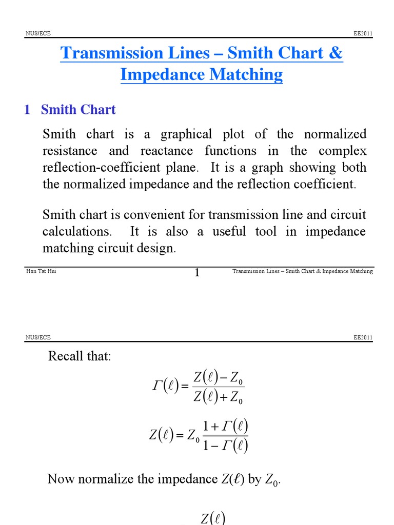 Transmission Lines Smith Chart And Impedance Matching Pdf