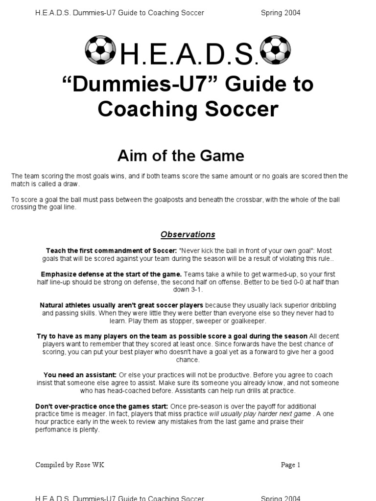 U7 Coaching Guide | PDF | Defender (Association Football) | Forward ...