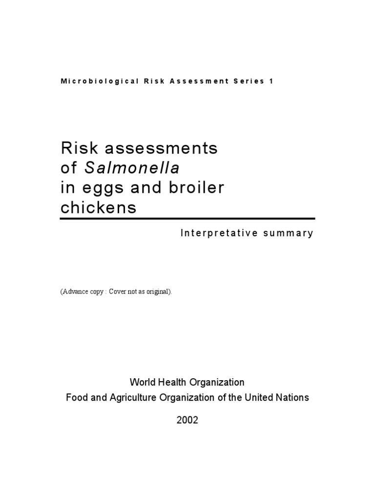 Risk Assessment of Salmonella in Eggs and Brioler Chicken | PDF ...