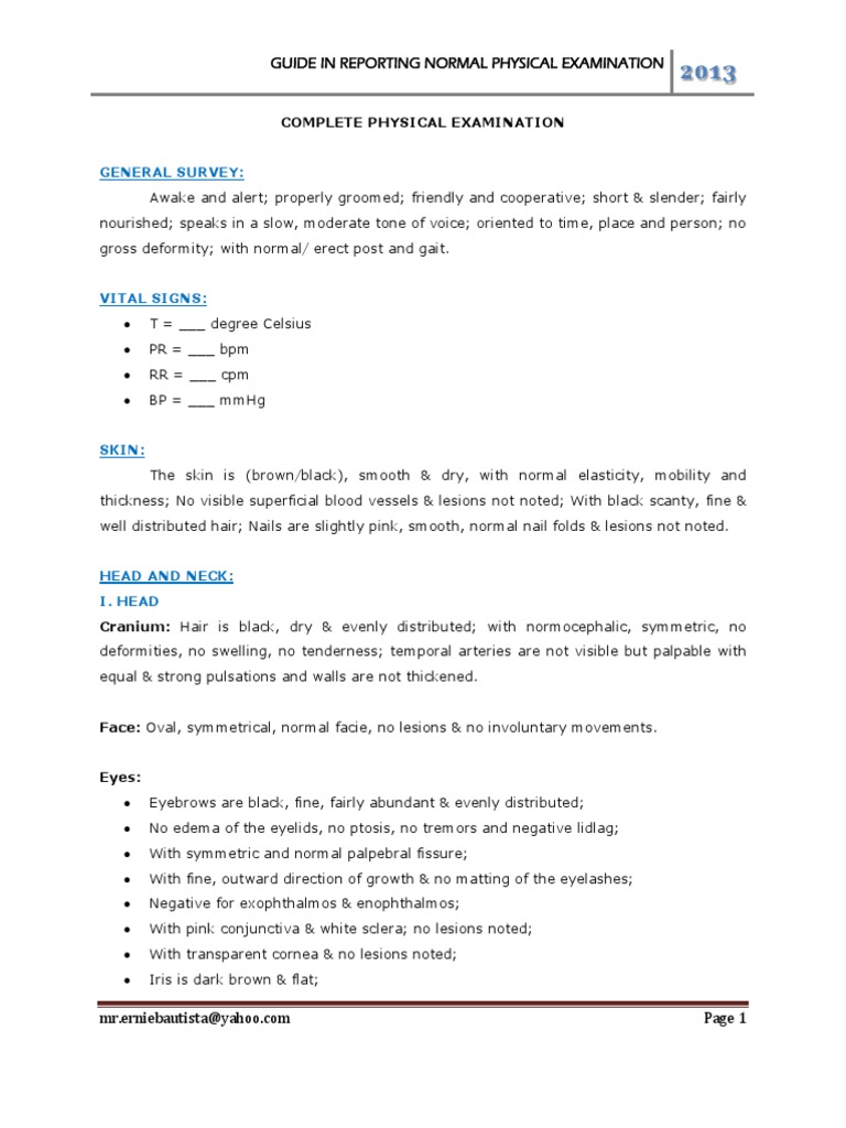 Normal Physical Examination Guide | PDF | Elbow | Ear