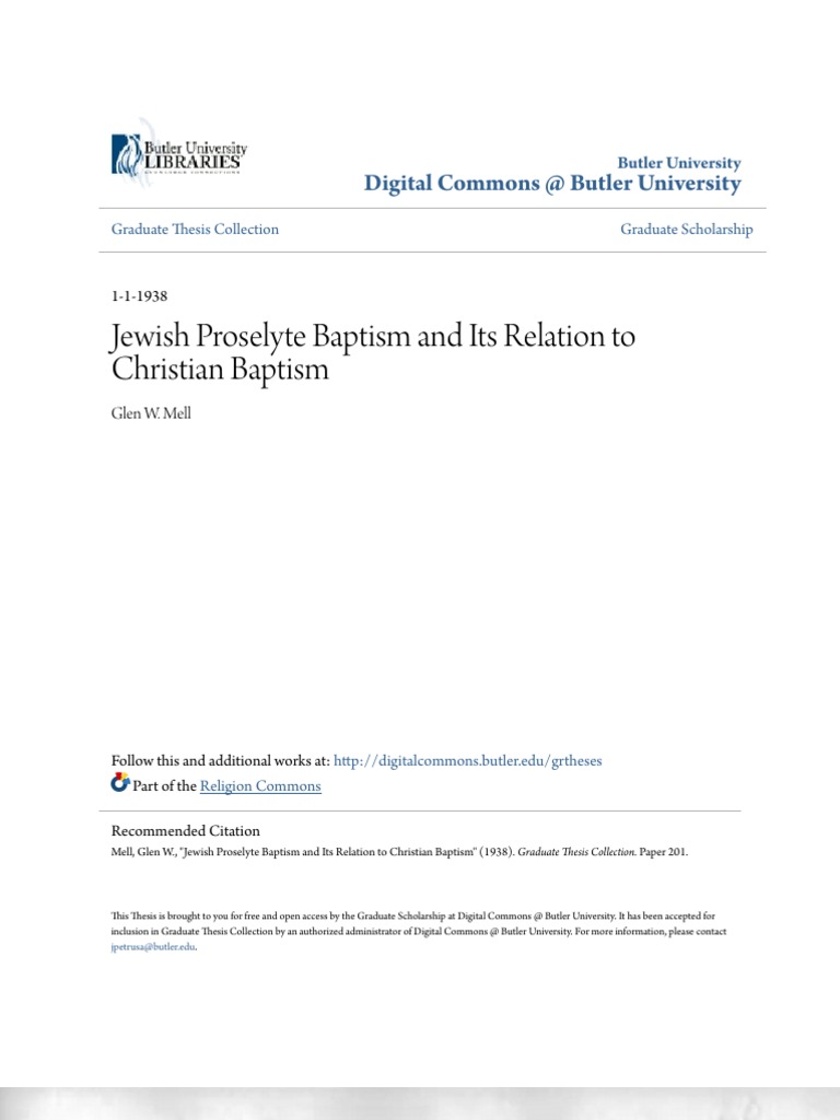 Jewish Proselyte Baptism and Its Relation To Christian Baptism | PDF ...