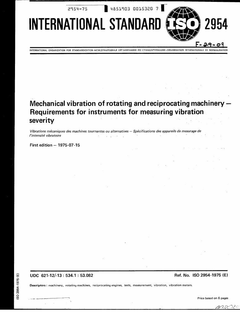 ISO 2954 Mechnical Vibrations For Rotating & Reciprocating Machinery ...