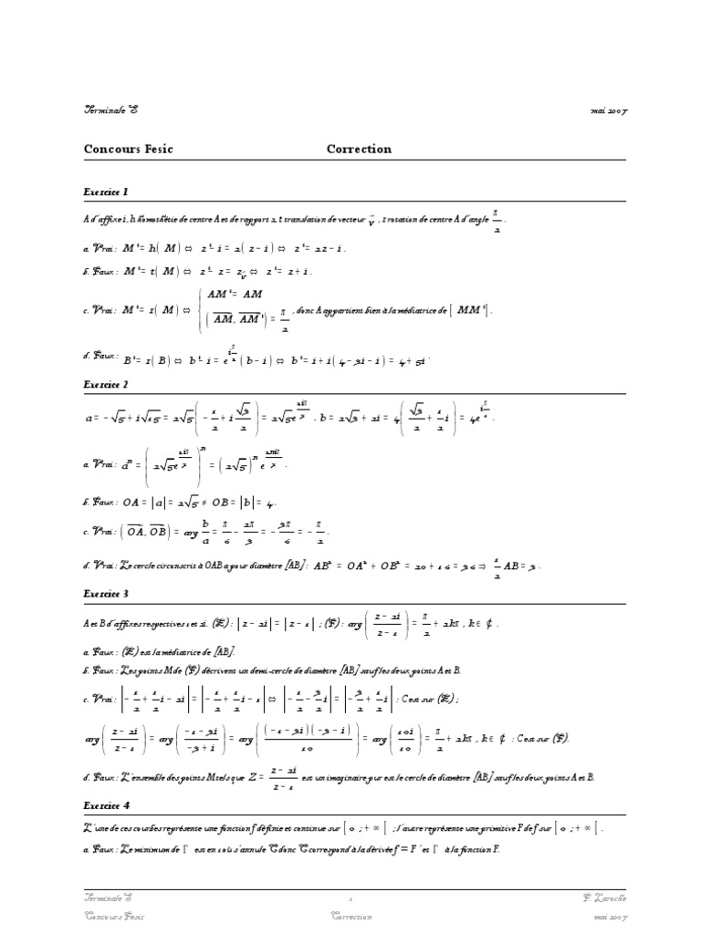 Corrige FESIC Mathematiques 2007 | PDF | Séquence | Espace