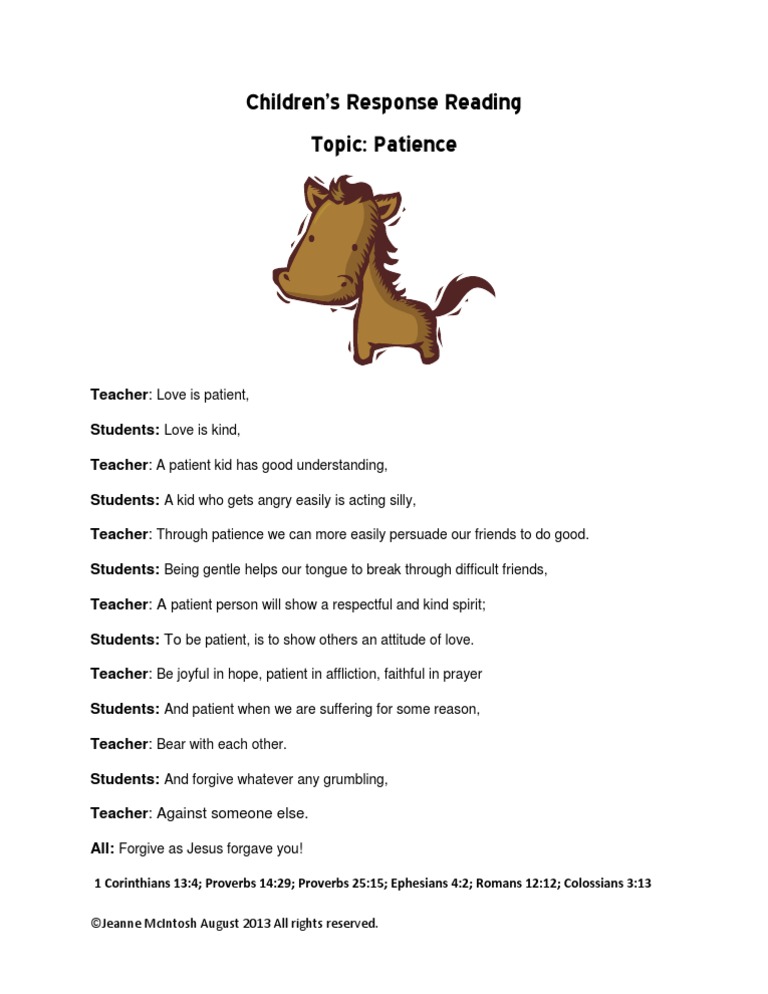Children's Response Reading Patience | Download Free PDF | Patience ...