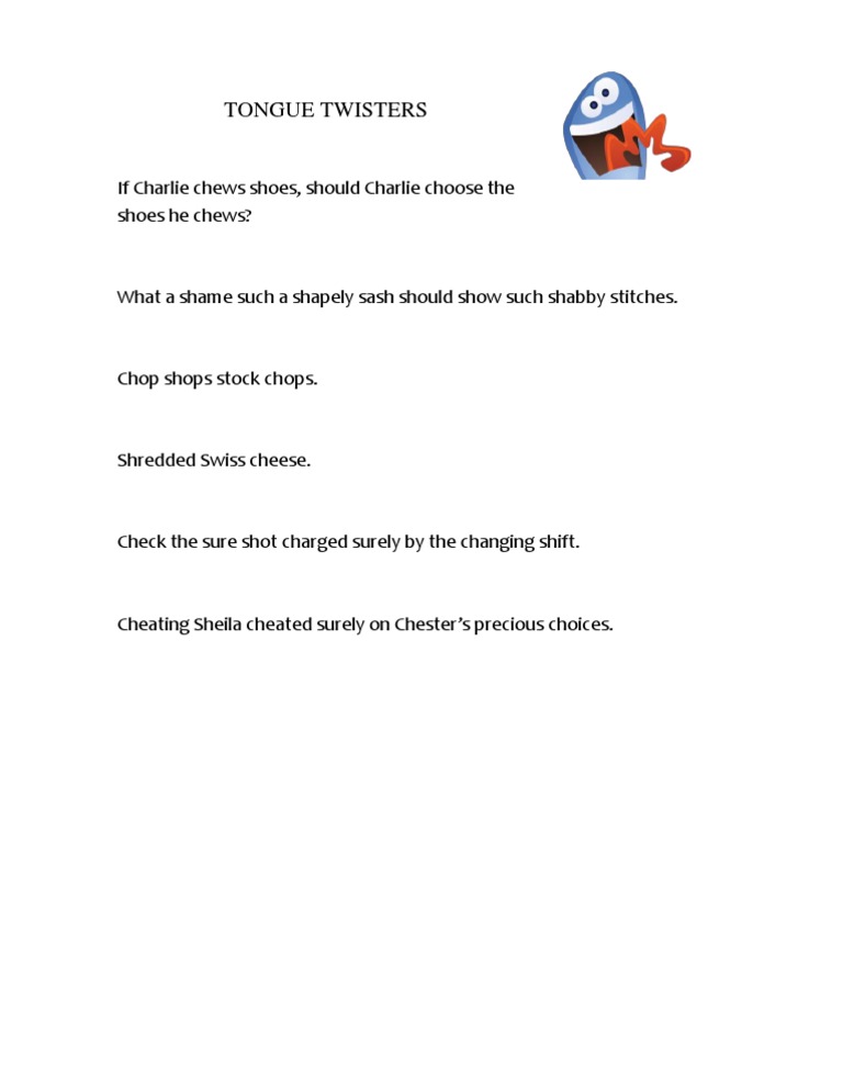 Tongue Twisters CH SH | PDF