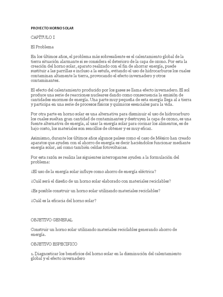 Proyecto Horno Solar | PDF | Energía solar | Aluminio