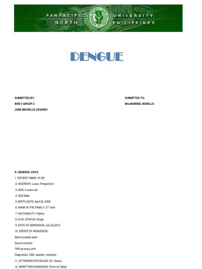 Case Study Dengue Fever | PDF | Adolescence | Bleeding