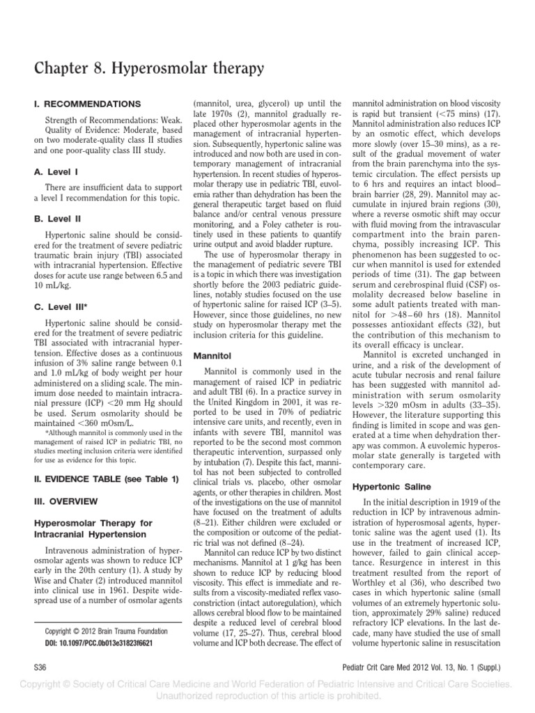 Chapter 8 Hyperosmolar Therapy.9 | Traumatic Brain Injury | Saline ...
