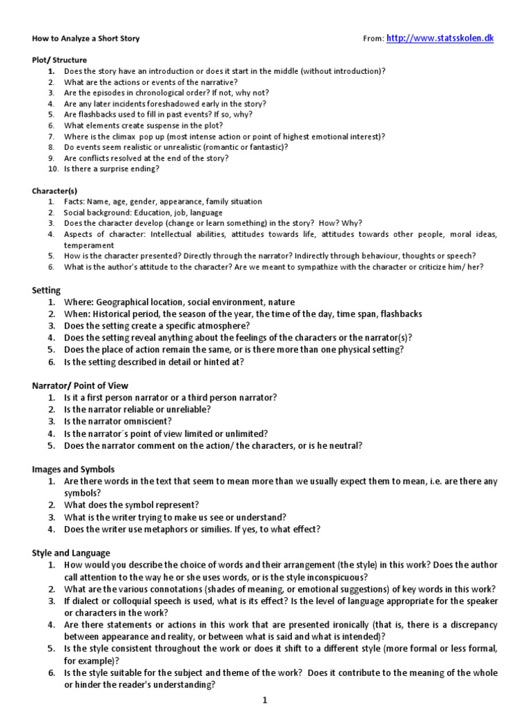 How To Analyse A Short Story | PDF | Narration | Narrative