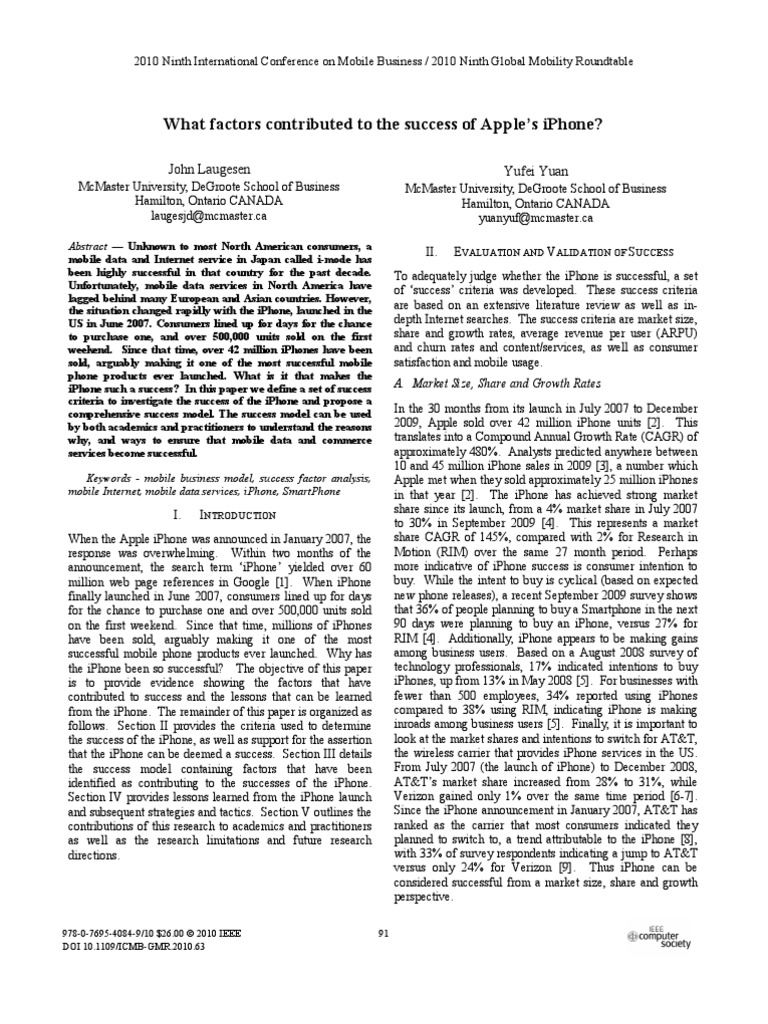 1 - What Factors Contributed To The Success of Apple - S Iphone | PDF ...