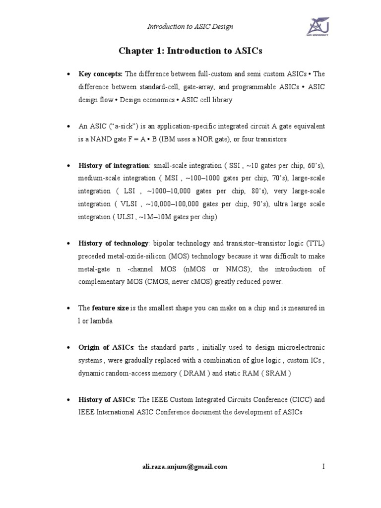 Chapter 1: Introduction To Asics | PDF | Integrated Circuit | Field ...