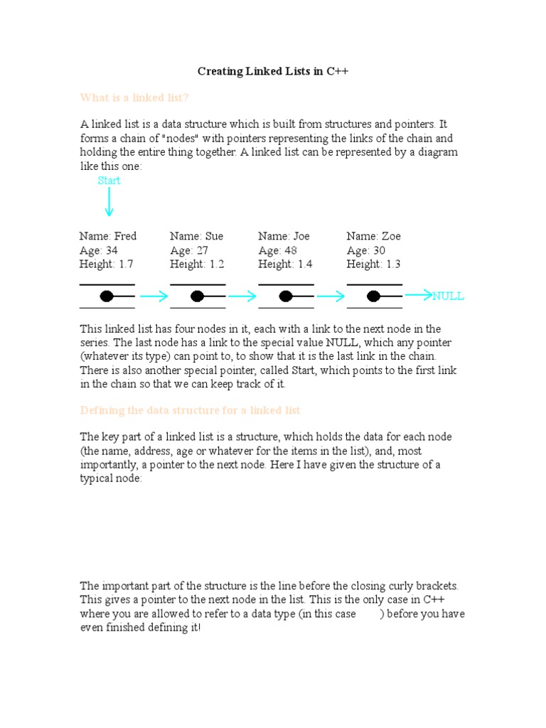 Creating Linked Lists In C Pdf Pointer Computer Programming Data