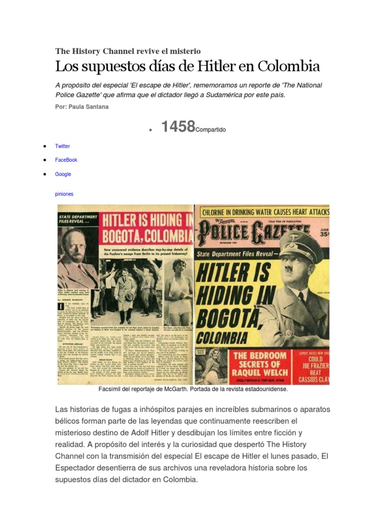 Hitler y su supuesta estancia en Colombia | PDF | Adolf Hitler ...