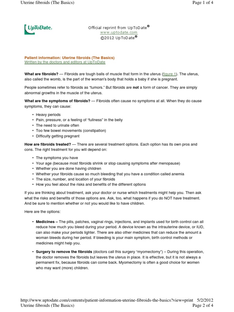 Patient Information: Uterine Fibroids (The Basics) : Written by The ...