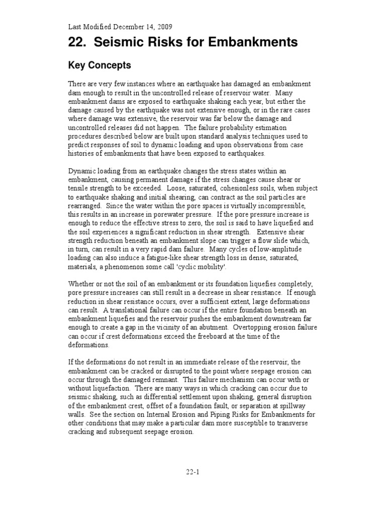 Seismic Risks For Embankments: Key Concepts | PDF | Soil Mechanics ...